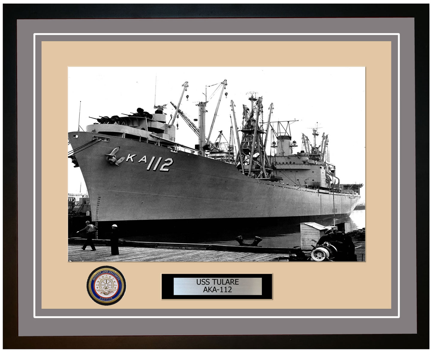 USS Tulare AKA-112 Framed Navy Ship Photo Burgundy – Navy Emporium