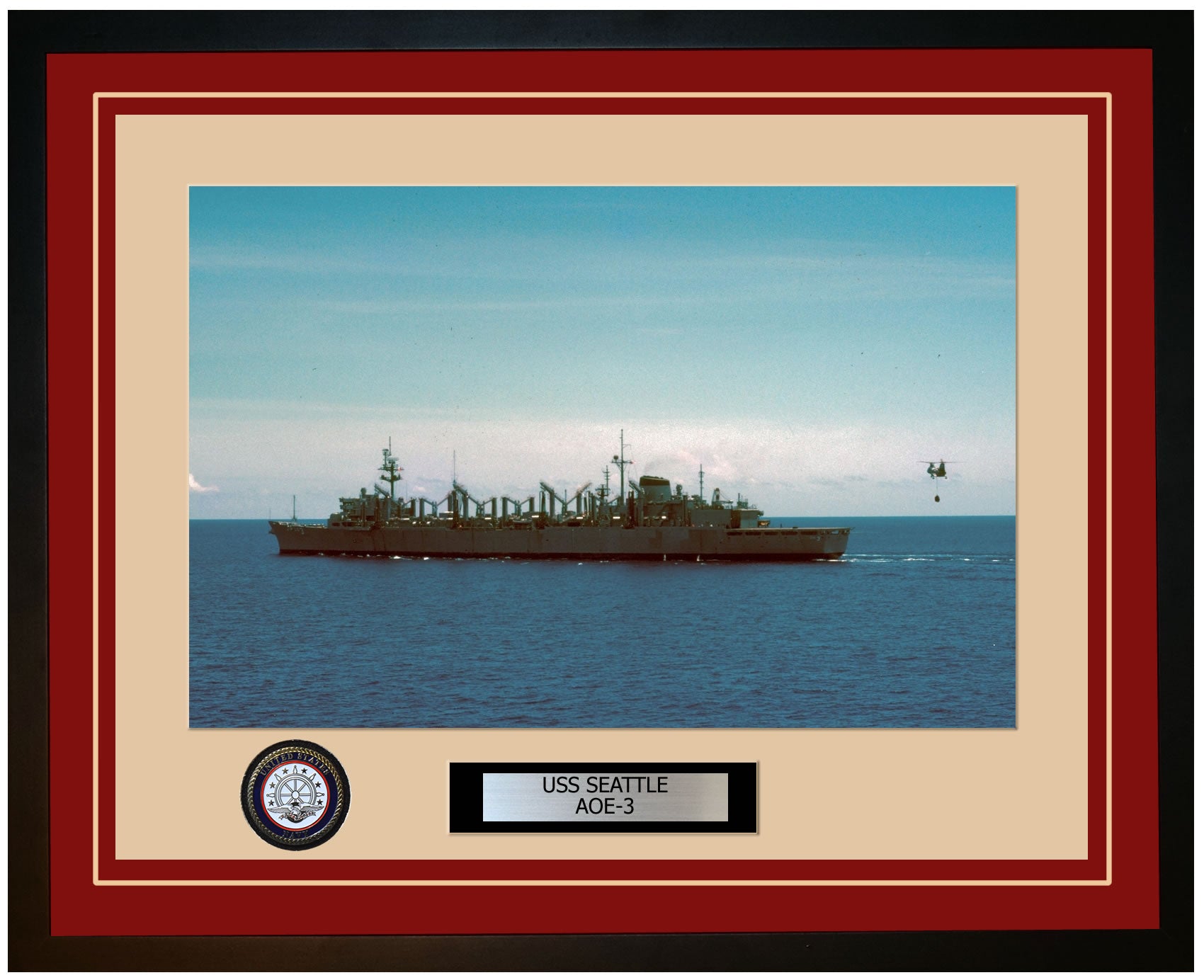USS SEATTLE AOE-3 Framed Navy Ship Photo Burgundy – Navy Emporium