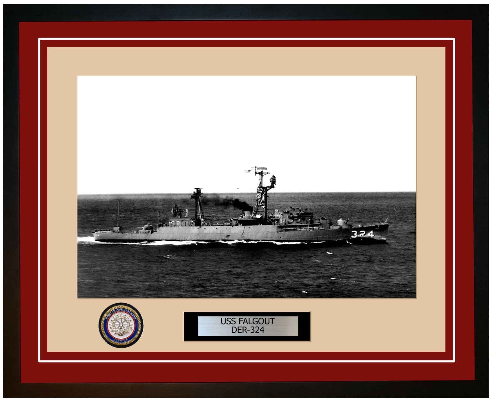 USS Falgout DER-324 Framed Navy Ship Photo Burgundy – Navy Emporium