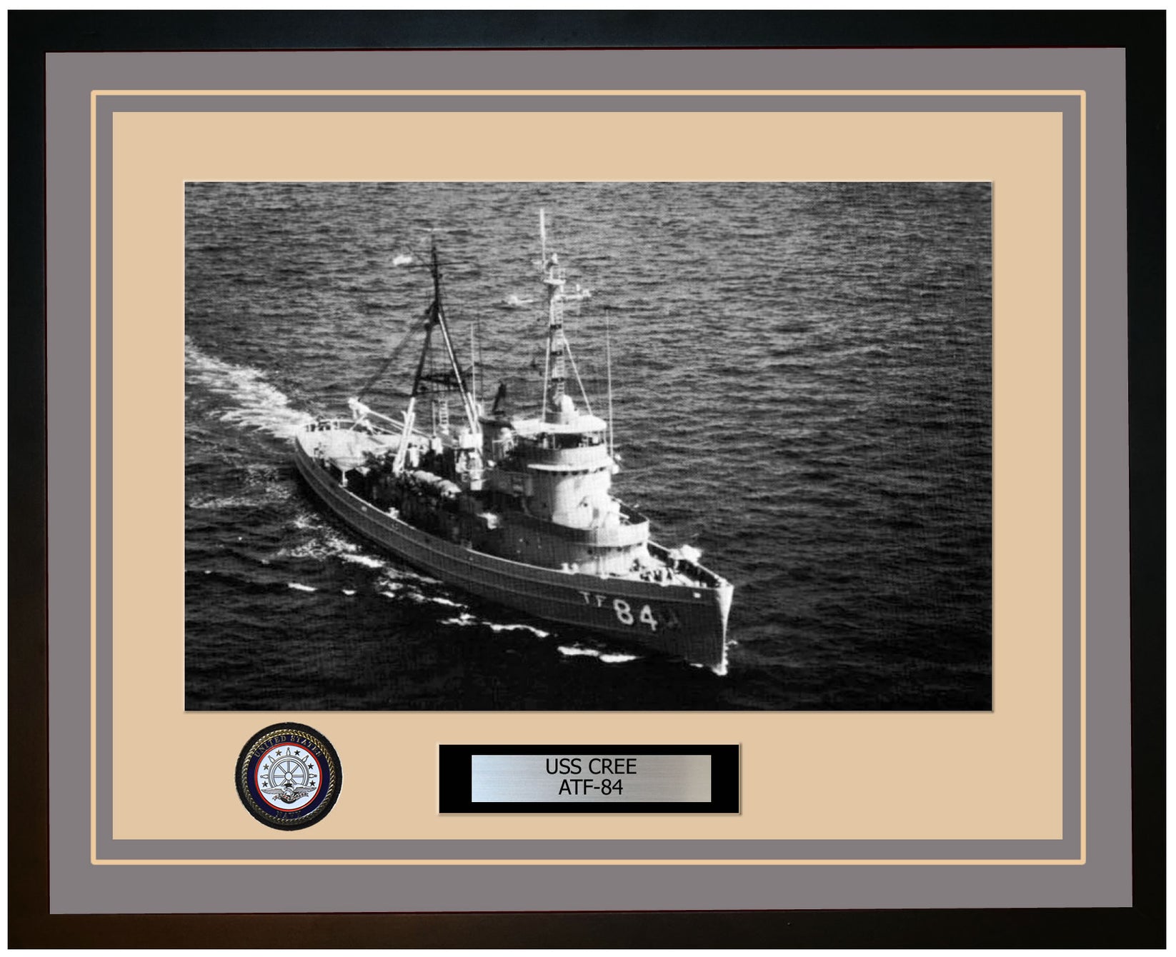 USS CREE ATF-84 Framed Navy Ship Photo Burgundy – Navy Emporium