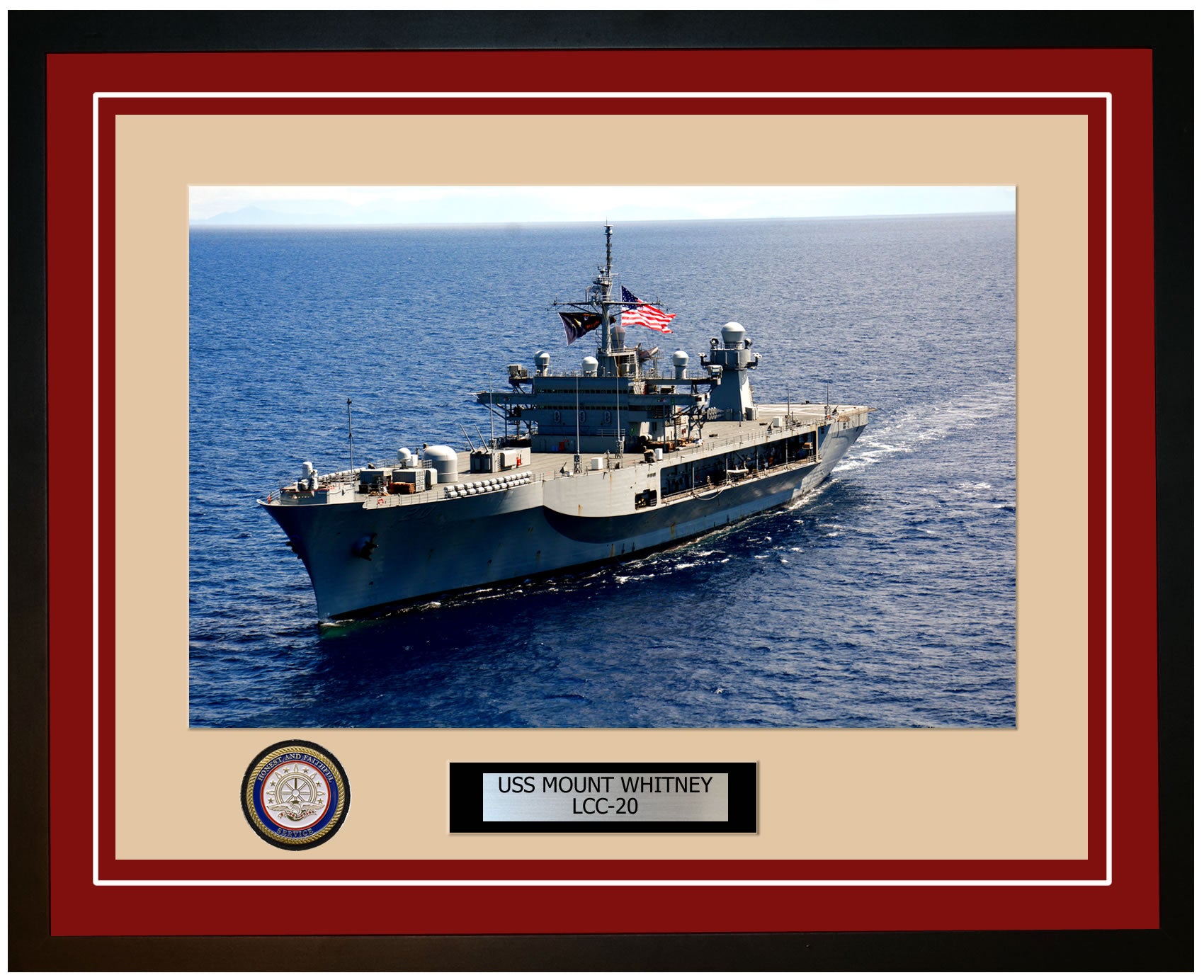 USS Mount Whitney LCC-20 Framed Navy Ship Photo Burgundy – Navy Emporium