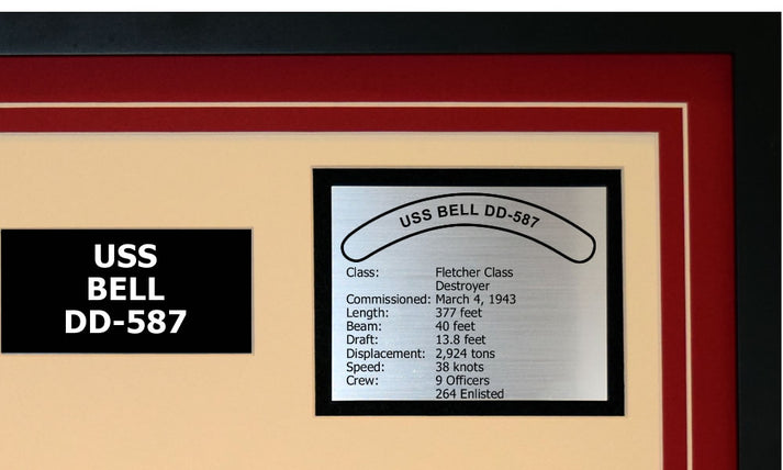 USS BELL DD-587 Framed Navy Ship Display Burgundy – Navy Emporium