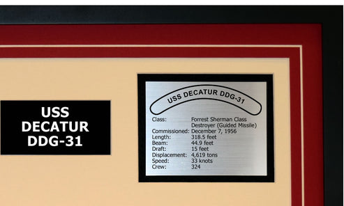 USS DECATUR DDG-31 Framed Navy Ship Display Burgundy – Navy Emporium