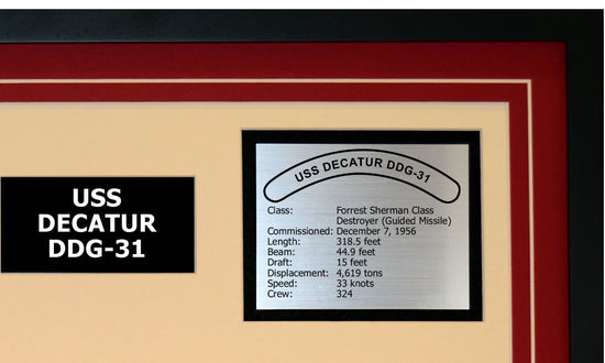 USS DECATUR DDG-31 Framed Navy Ship Display Burgundy – Navy Emporium