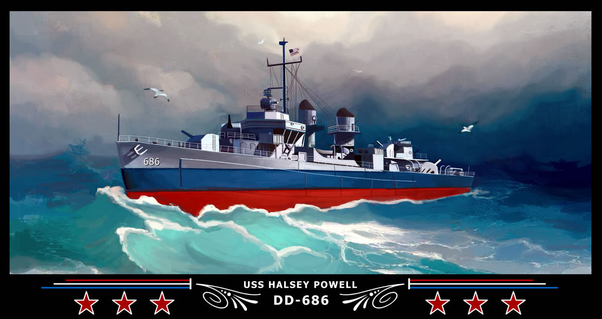 USS Halsey Powell DD-686 Art Print – Navy Emporium