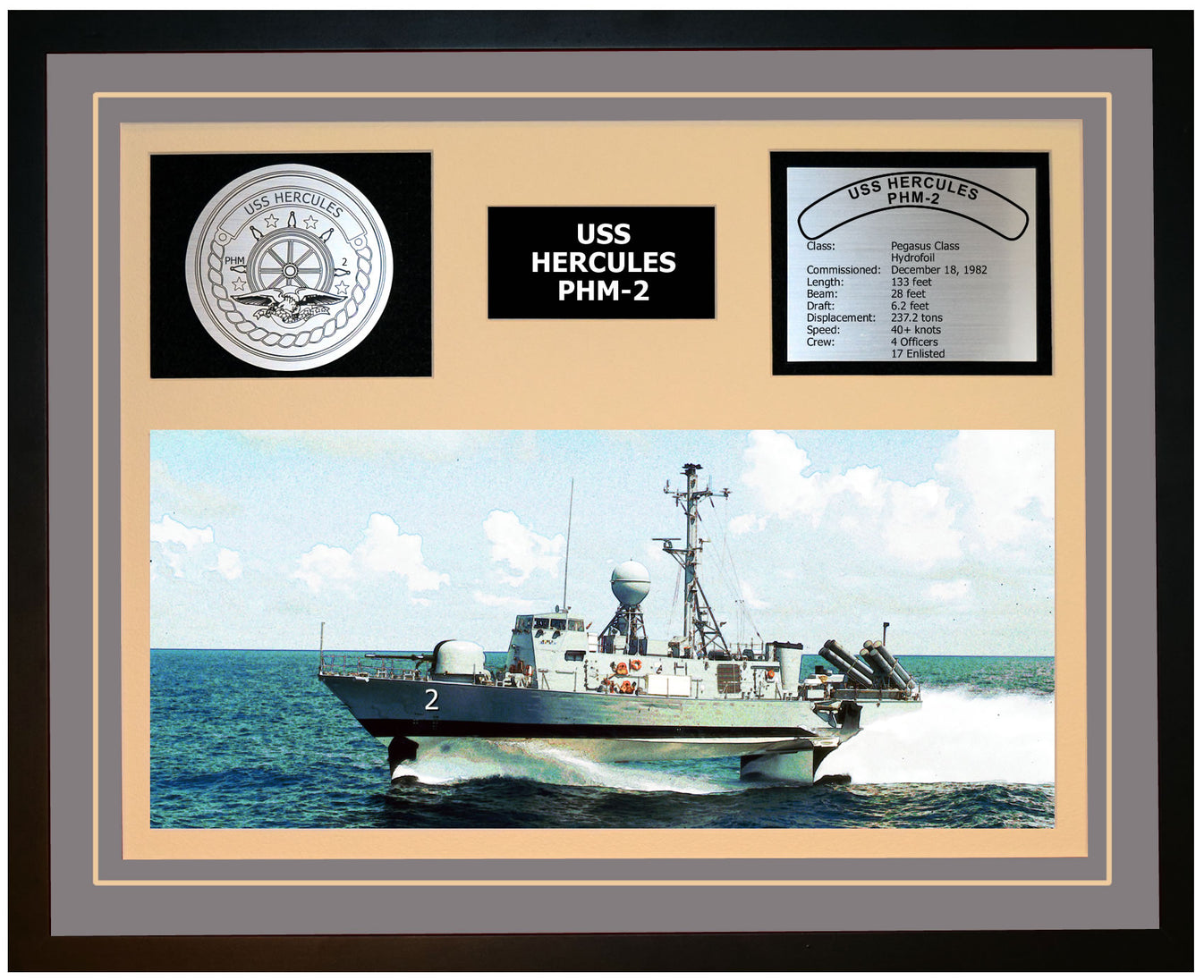 USS HERCULES PHM-2 Framed Navy Ship Display Burgundy – Navy Emporium