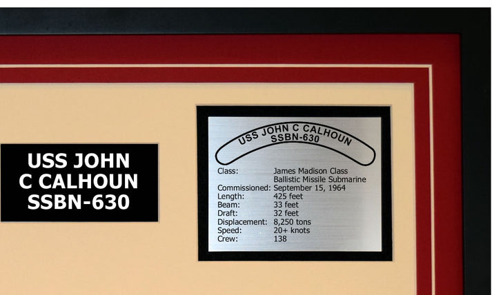 USS JOHN C CALHOUN SSBN-630 Framed Navy Ship Display Burgundy – Navy ...