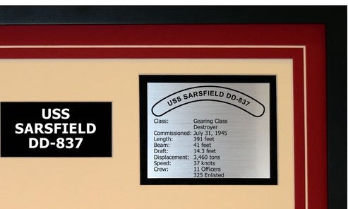 USS SARSFIELD DD-837 Framed Navy Ship Display Burgundy – Navy Emporium